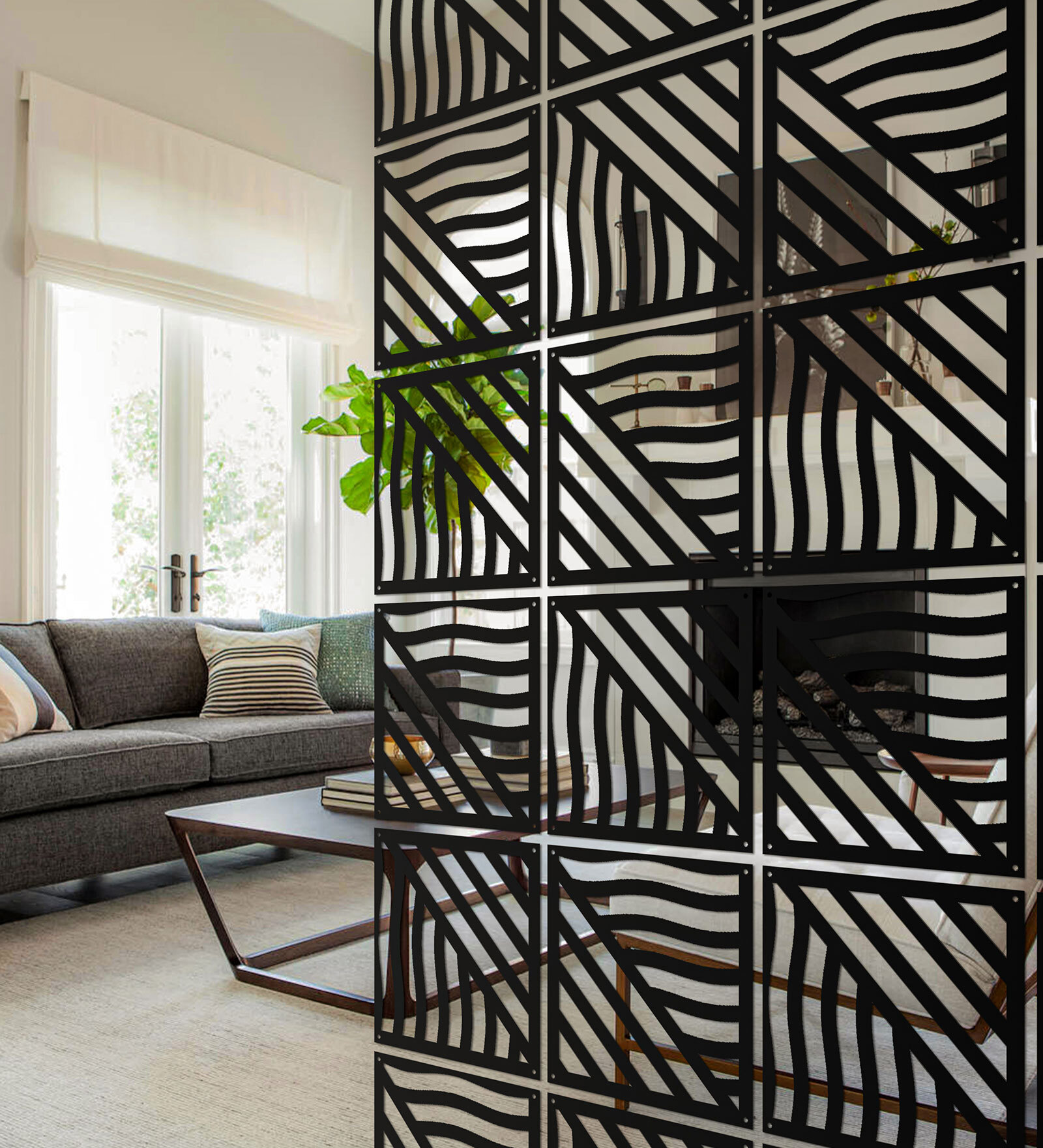 Buy Static Jeane (Set Of 10) Black Colour Acrylic Hanging Room Divider ...