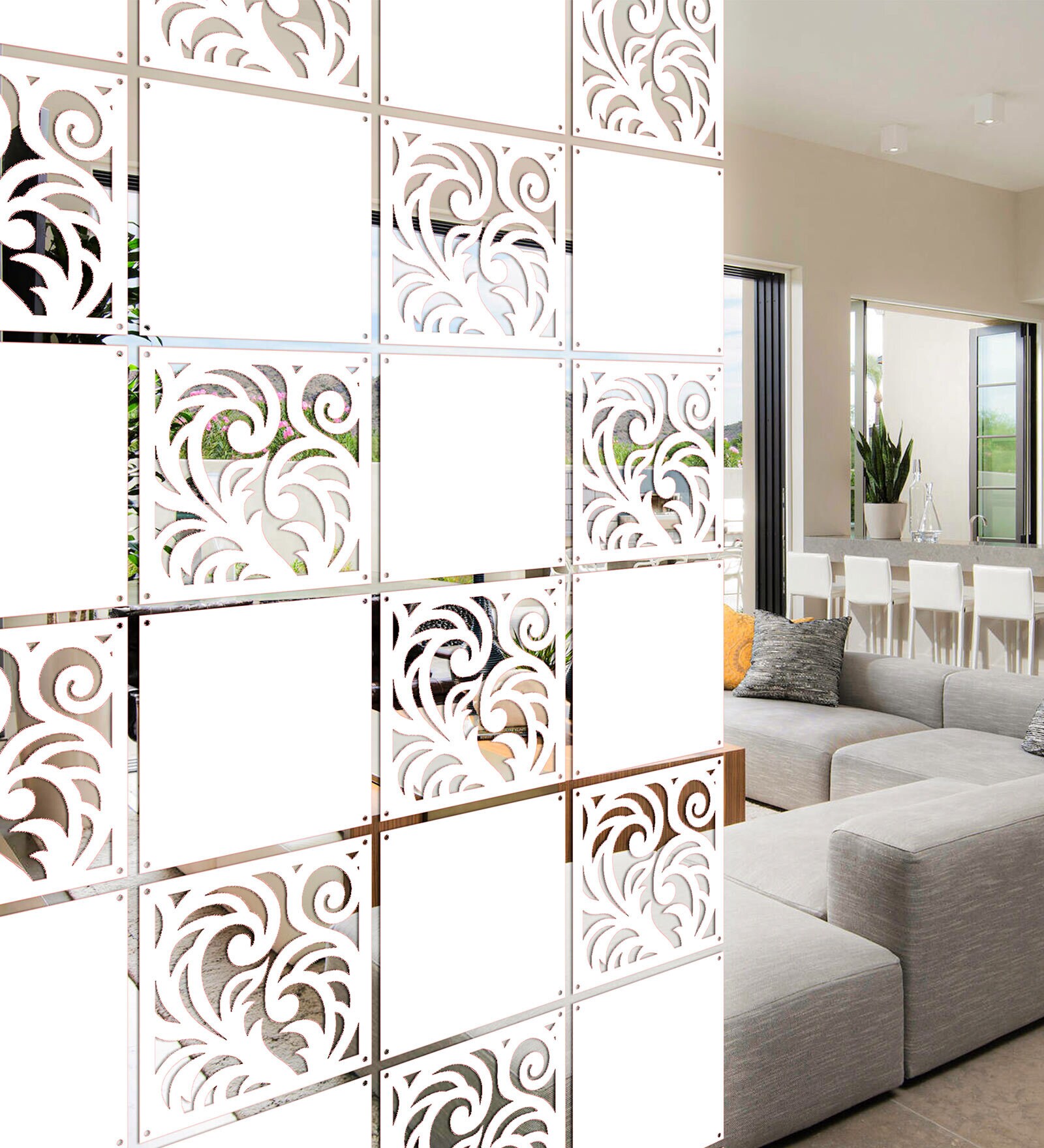 Buy Static Inky (Set Of 10) White Colour Acrylic Hanging Room Divider ...