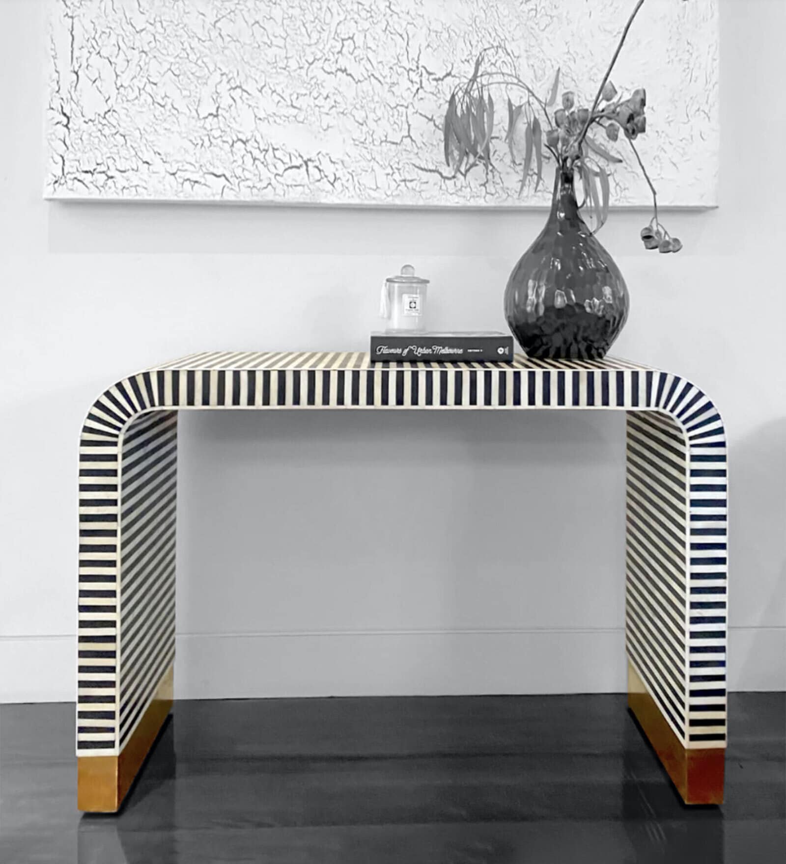 Buy Suhira Bone Inlay Waterfall Console Table in Blue Colour Online ...
