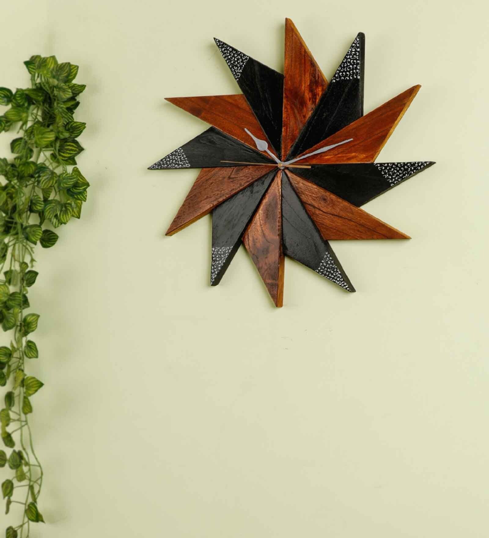 Buy Black Mango Wood Sun Modern Wall Clock at 22% OFF by Disoo Fashions ...