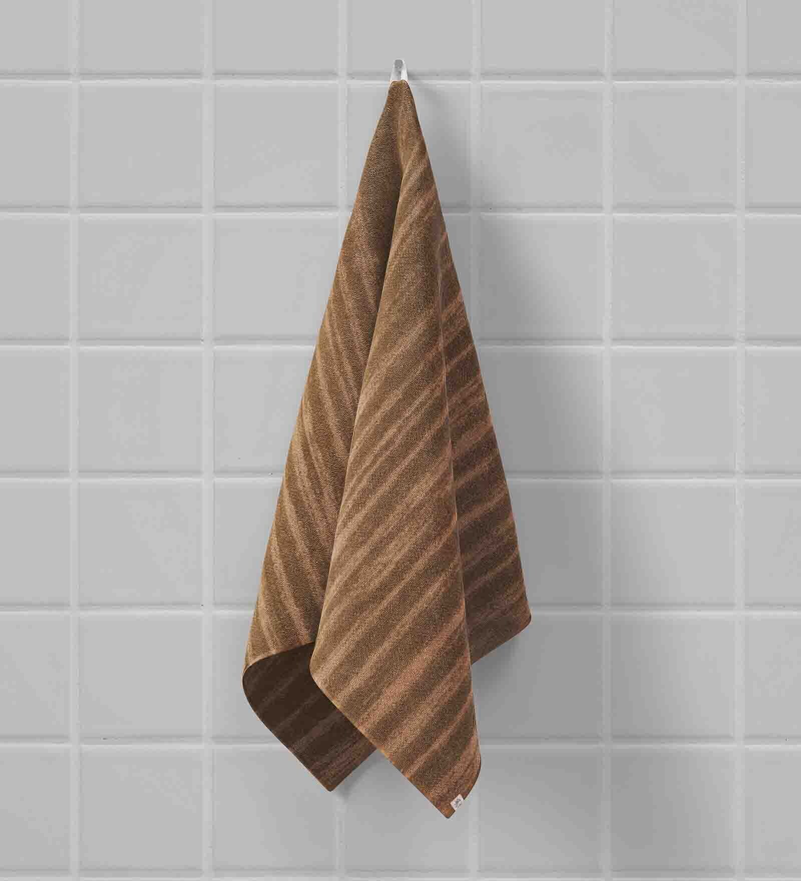 Buy Brown Striped 350 GSM Cotton Bath Towel by Himeya Online - Patterned Bath Towels - Bath ...