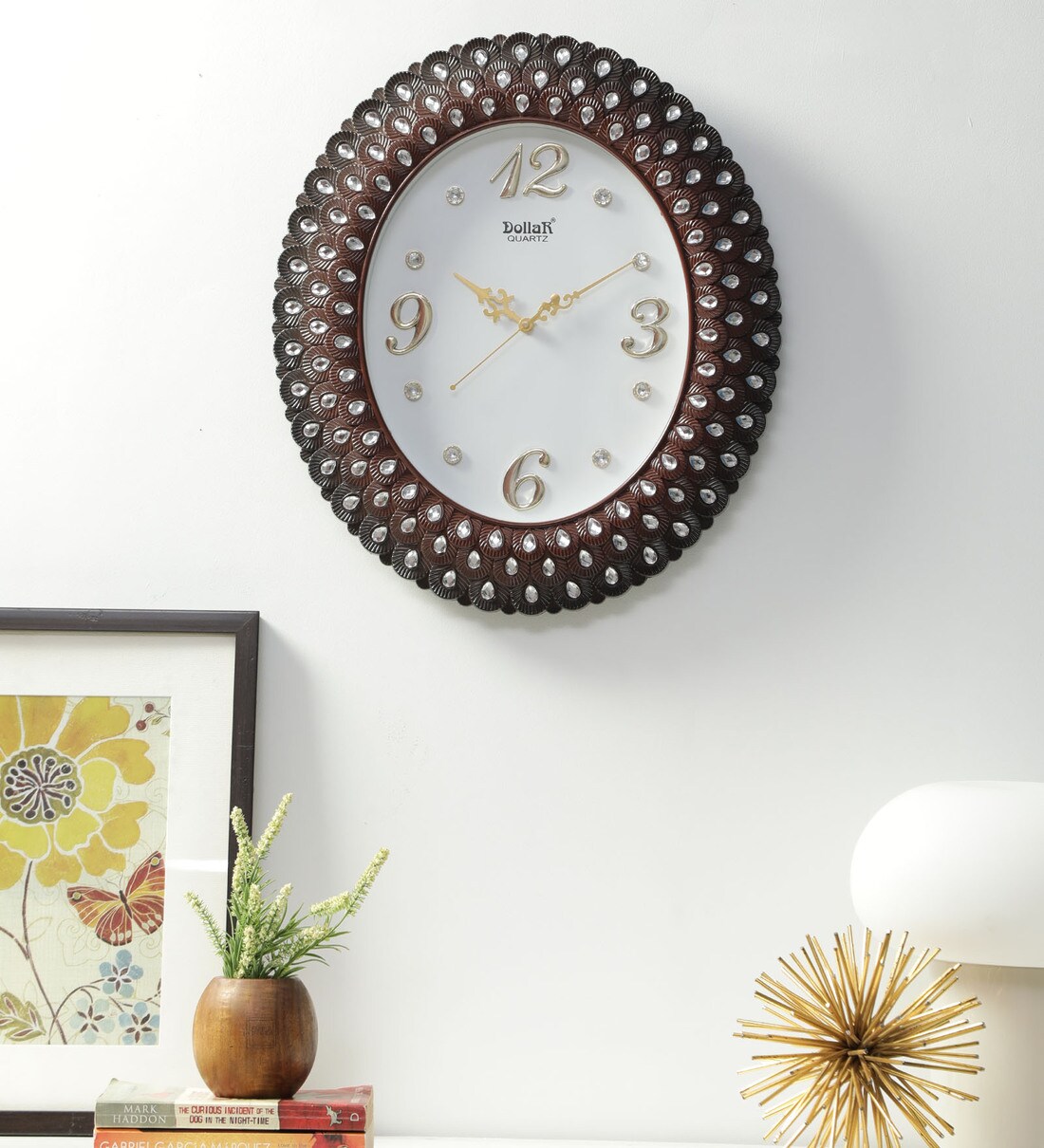 Buy Synthetic Pearl Diamond Wall Clock In Brown at 17% OFF by ...