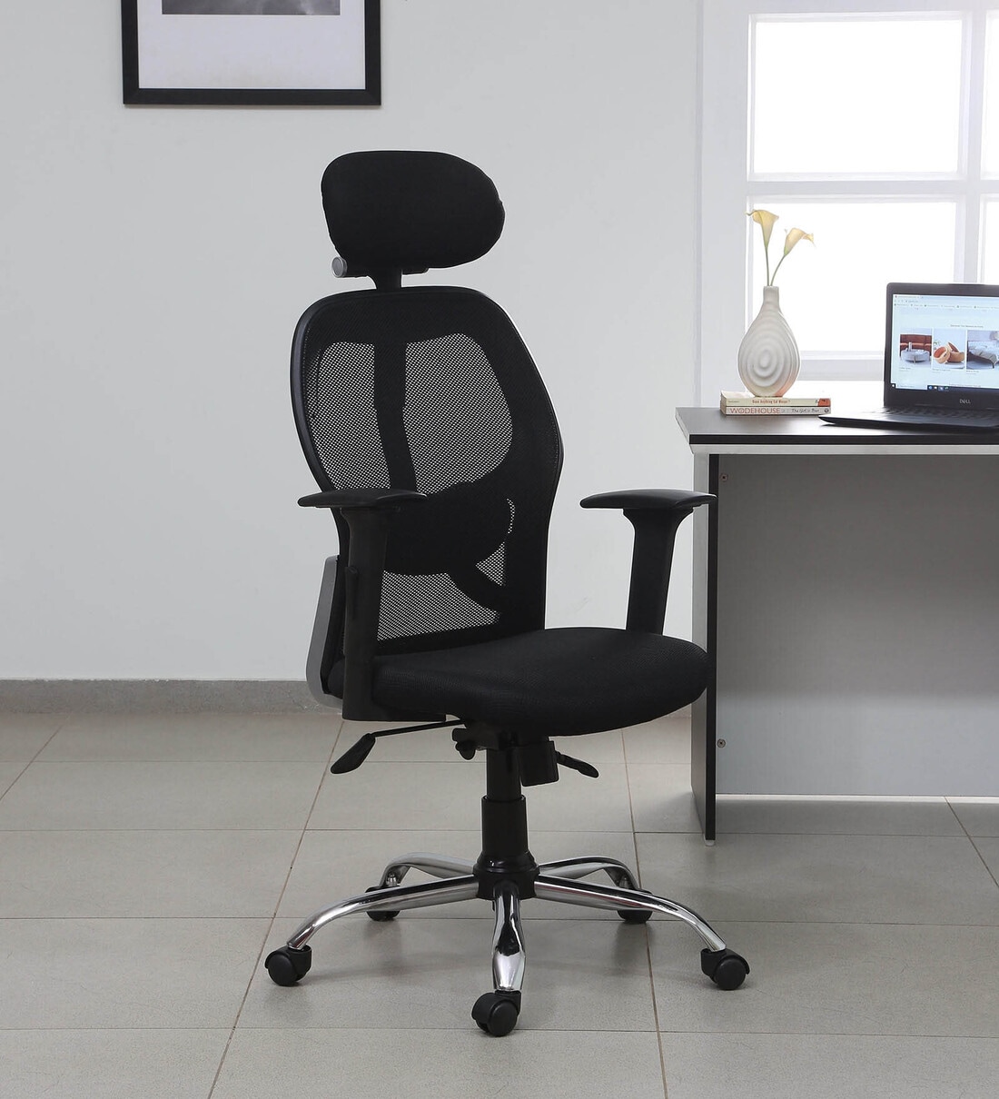Buy Tauras High back Breathable Mesh Ergonomic Chair in Black Colour at ...