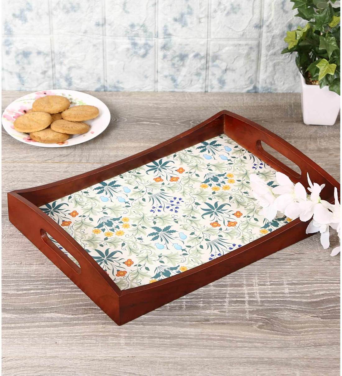 Buy Teak Wood Morris Medium Serving Tray by Reinvention Factory Online ...