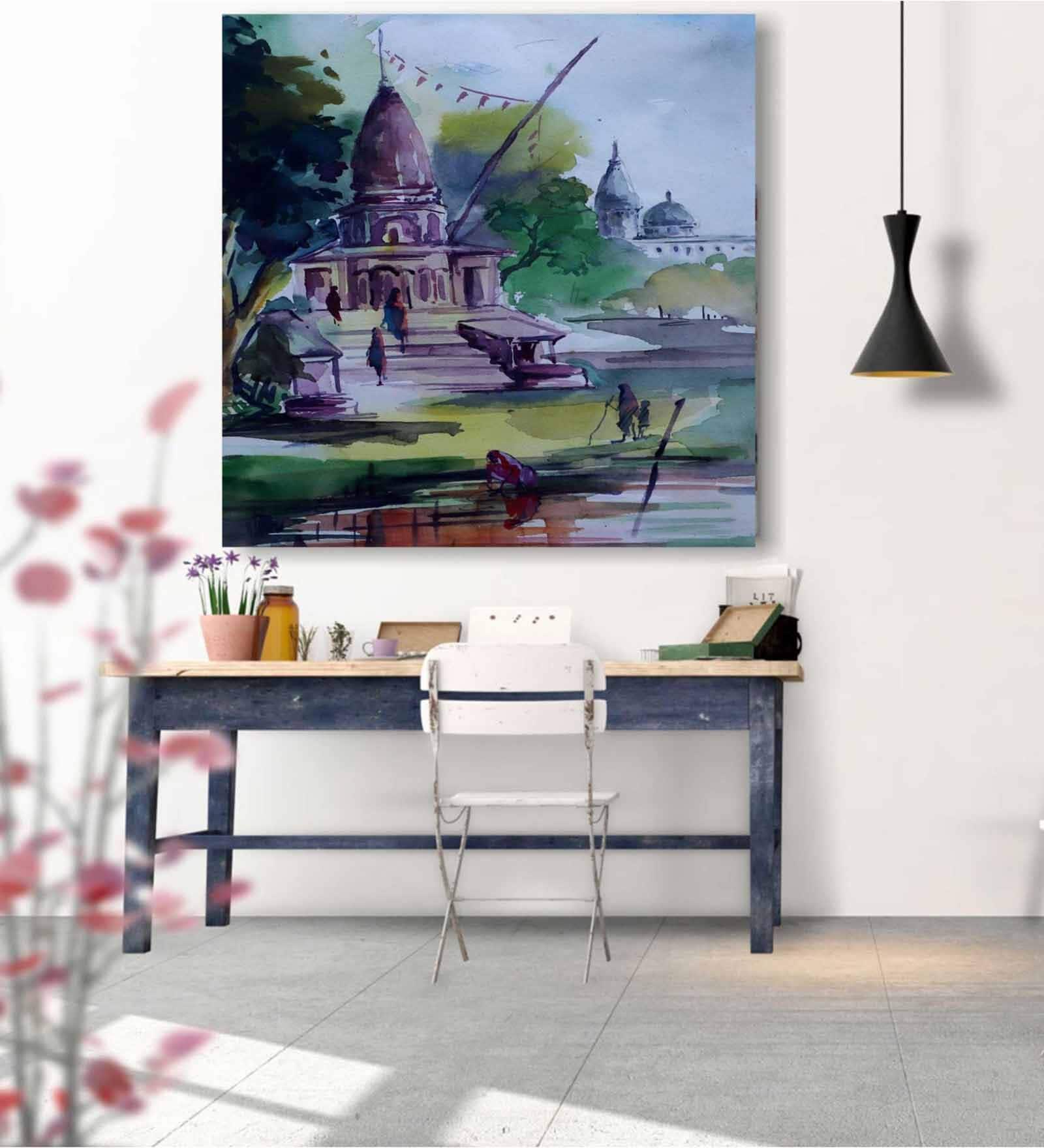 Buy Temple Canvas On Wooden Framed Stretched Art Print 16x18 Inches By ...