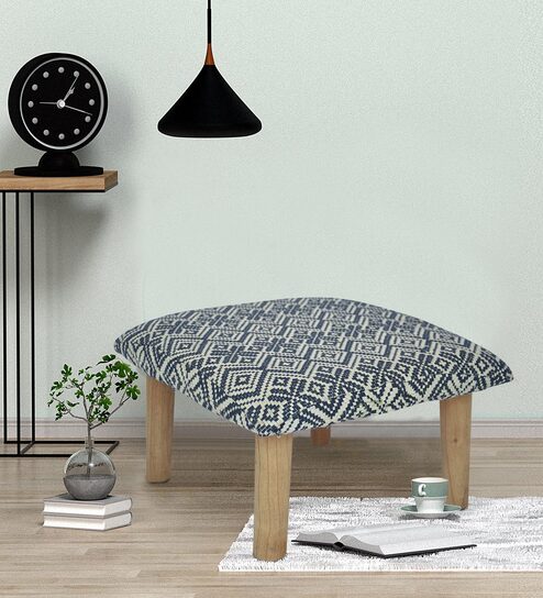 Buy Teviston Solid Wood Foot Stool in Grey Colour Online - Foot Stools ...