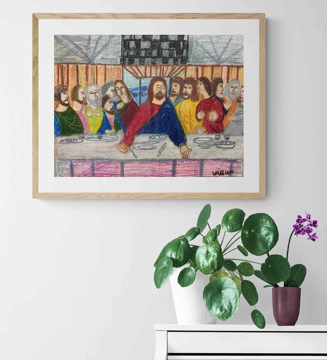Buy The Last Supper Handmade Oil Pastel On Canvas Painting Online ...