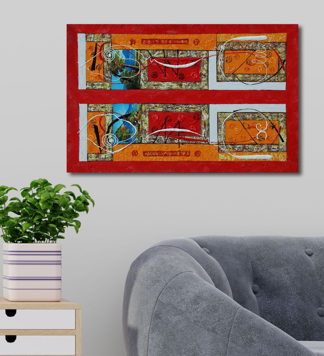 Buy The Red Saffron Canvas Landscape Acrylic Painting by Pisarto at 16% ...