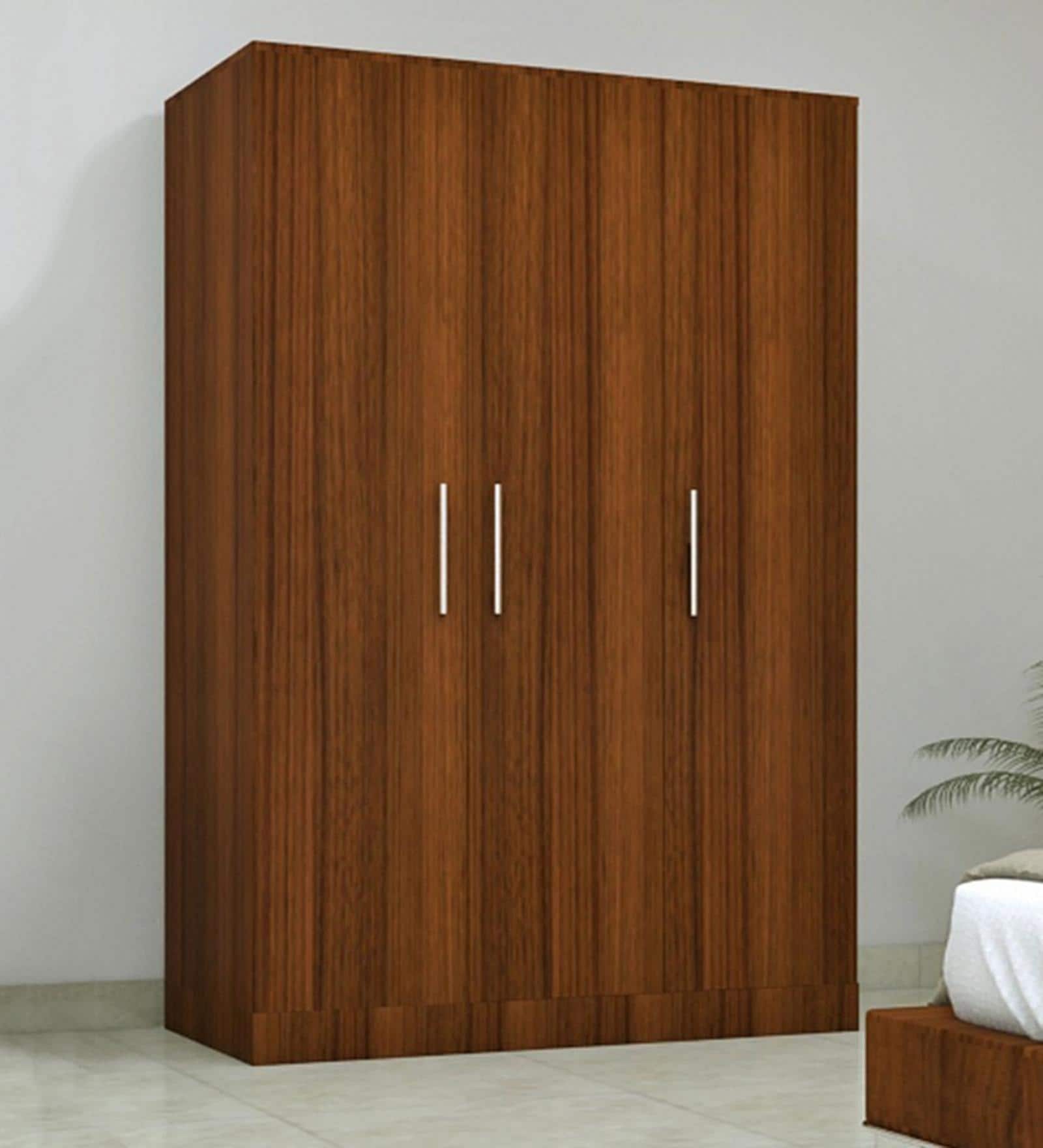 Buy Three Door Compact Wardobe in PLPB with Classic Walnut Finish on Rent Online - Wardrobes ...