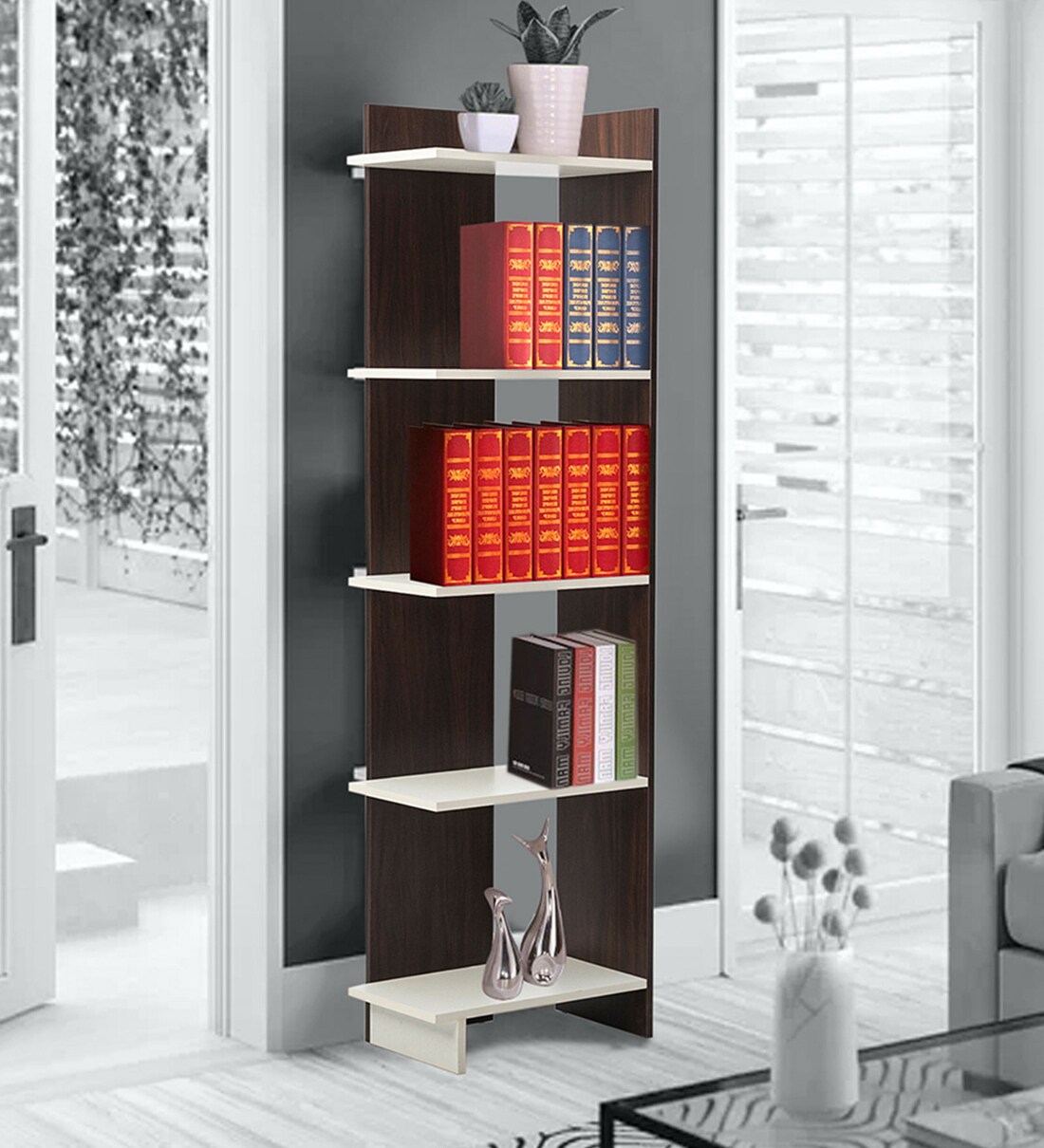 Buy Tisha Book Shelf in Walnut Finish Online - Modern Book Shelves ...