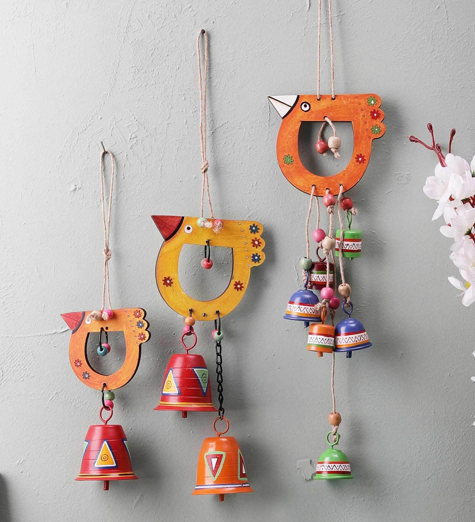 Buy Tinkle Bells Bird Family Wall Hanging Bell Wind Chimes Set Of Three ...