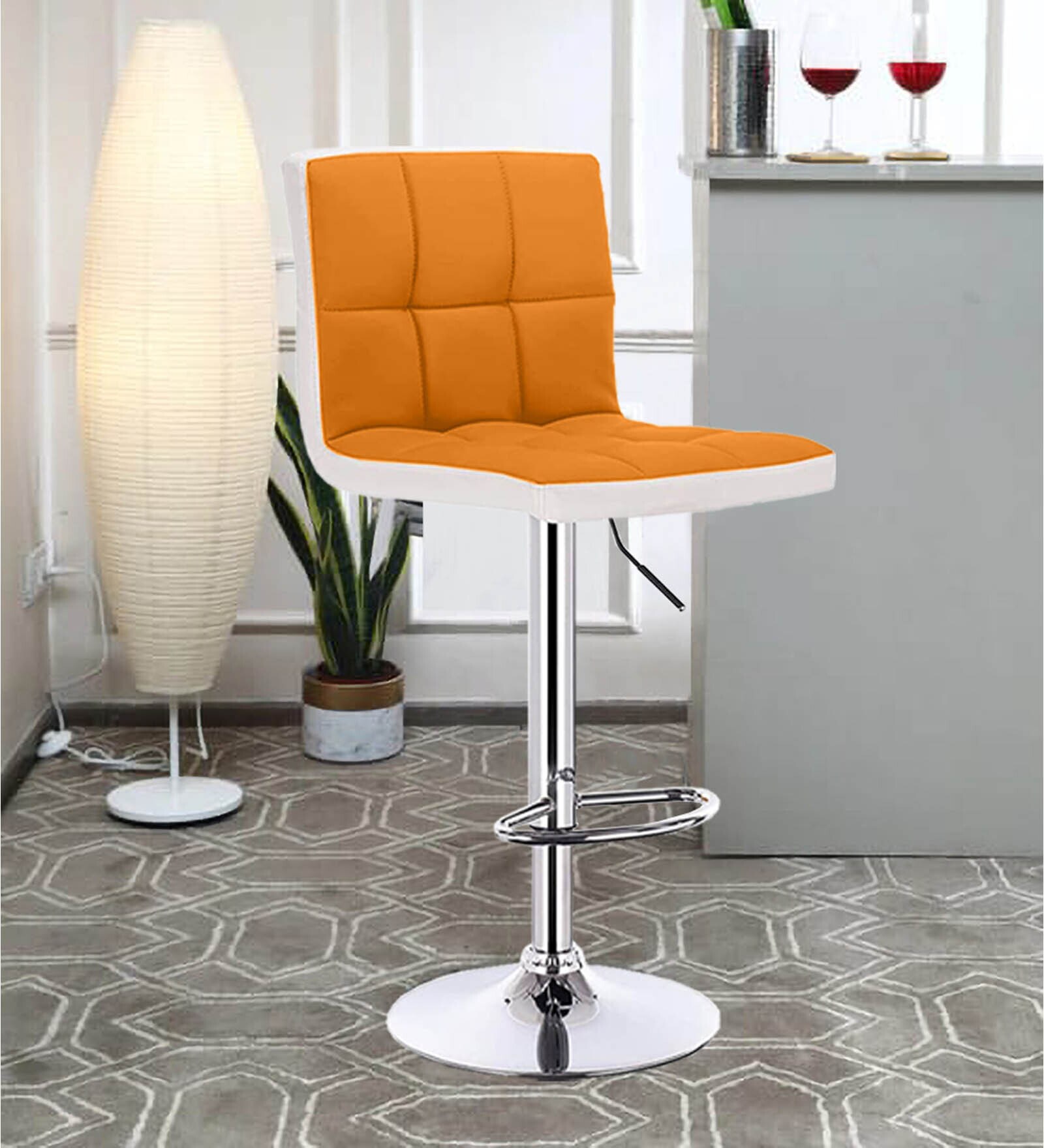 Buy Tony Full Back Bar Stool In Orange & White Colour By Redefine ...