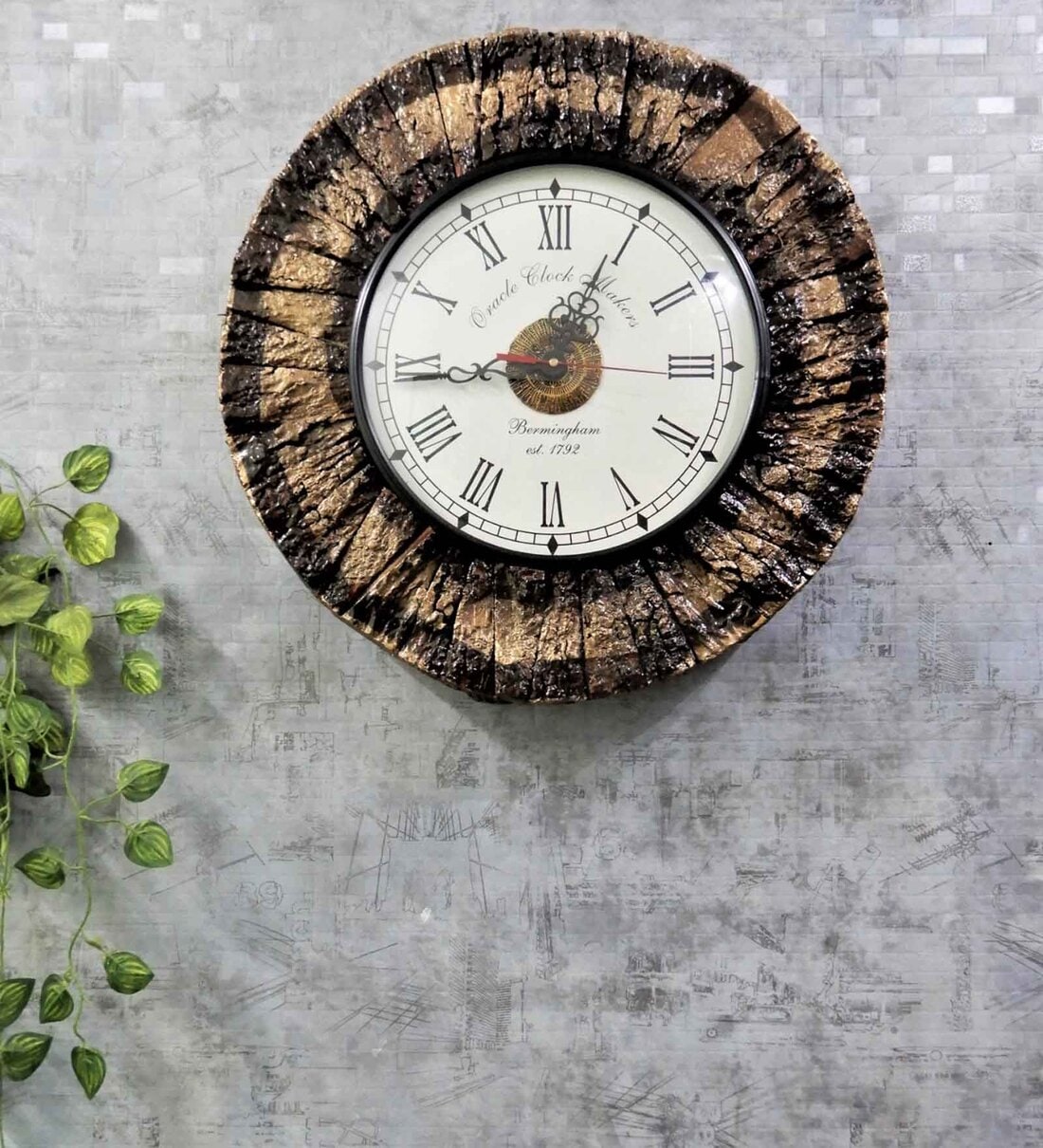 Buy Tree Bark Wooden Roman Dial Analog Wall Clock at 29% OFF by Disoo ...