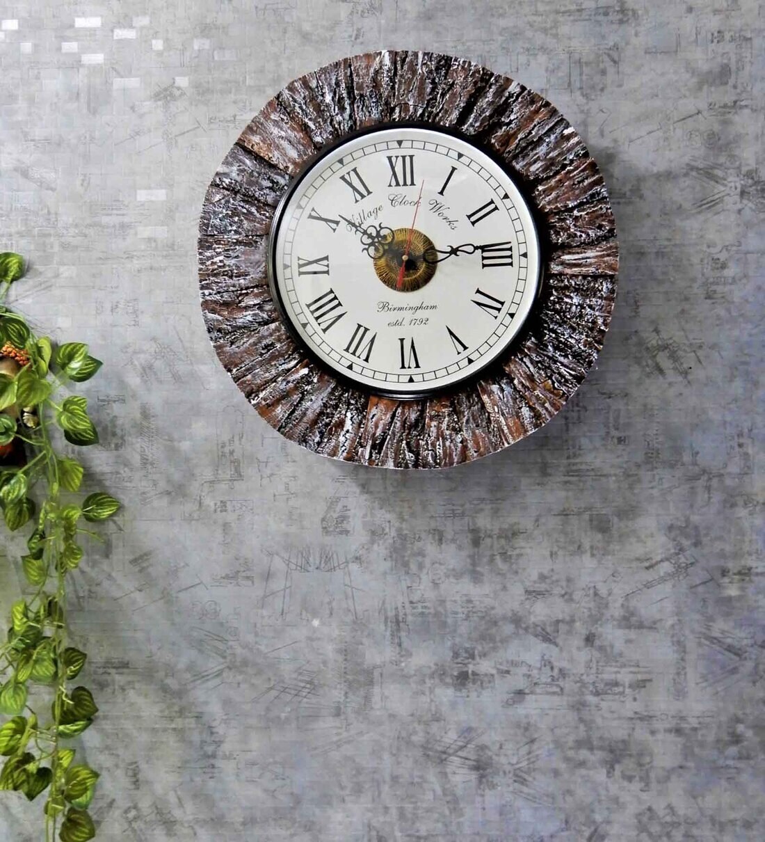 Buy Tree Bark Wooden Roman Dial Analog Wall Clock at 23% OFF by Disoo ...