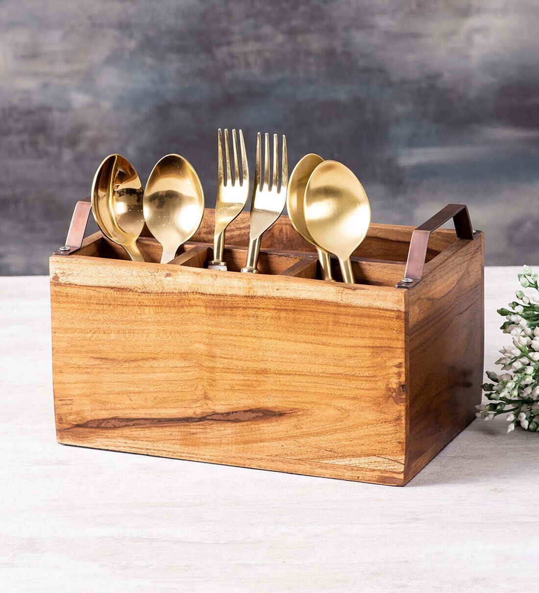 Buy Owen Brown Teak Wood Cutlery Holder Online - Cutlery Holders ...