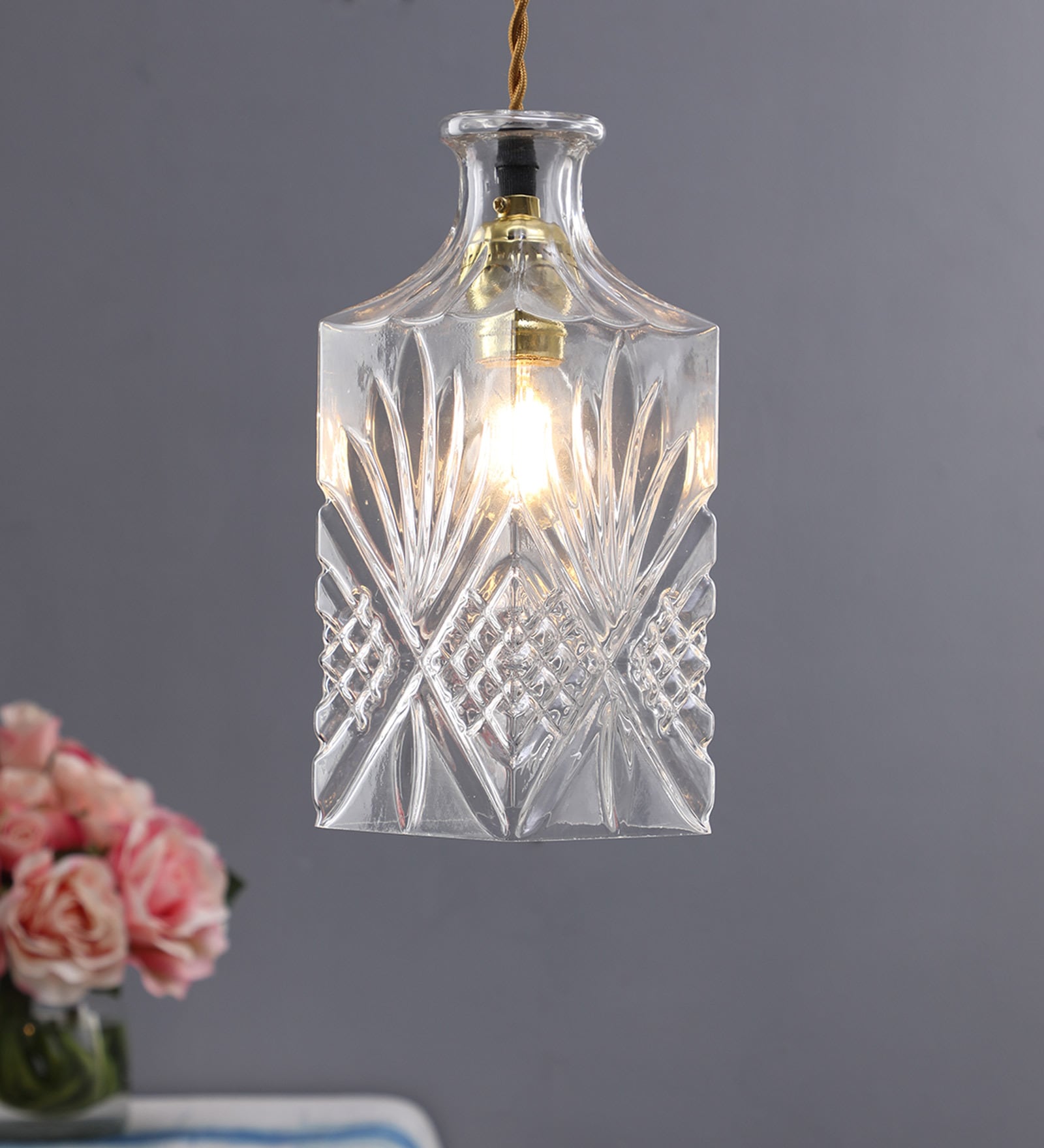Buy Transparent Glass Light Single Hanging Lights by Kapoor LampShades ...