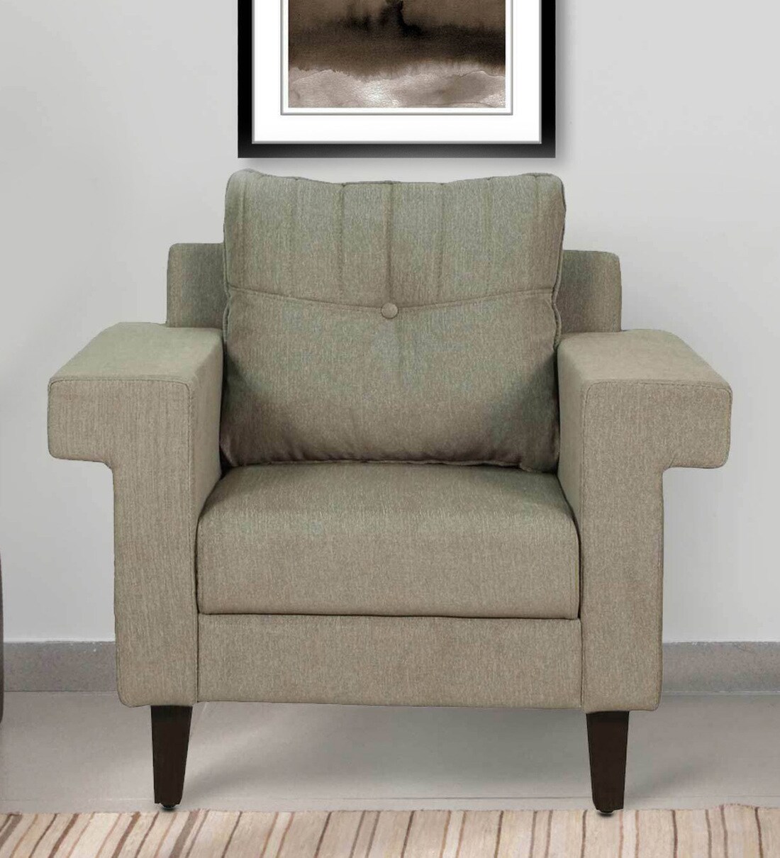 Buy Vicente Fabric 1 Seater Sofa In Sandy Brown Colour at 15% OFF by ...