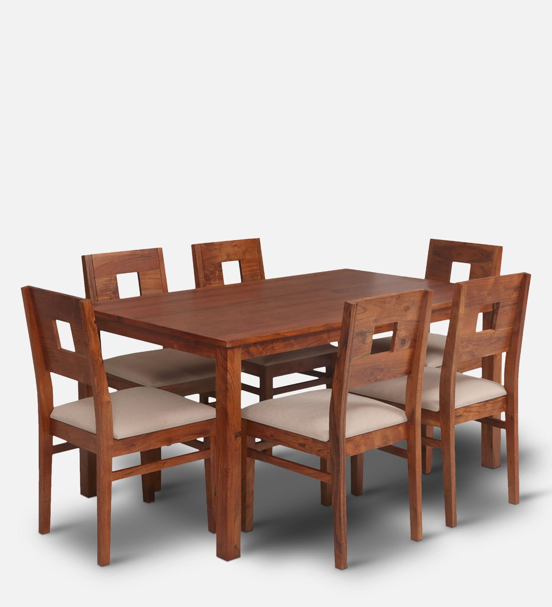 Buy Vincent Solid Wood 6 Seater Dining Set in Walnut Finish Online ...