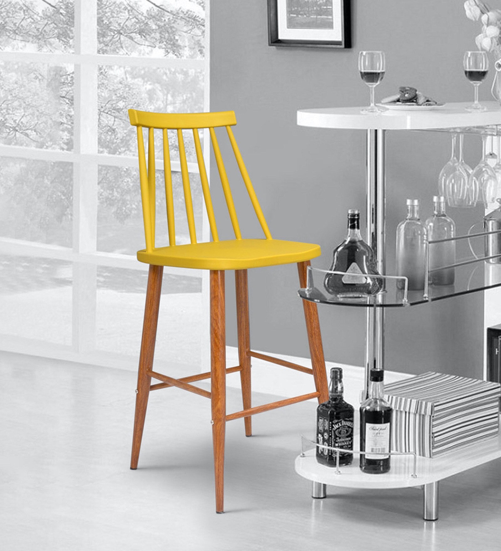 Buy Virgo Bar Stool in Yellow Colour at 100% OFF by Finch Fox | Pepperfry