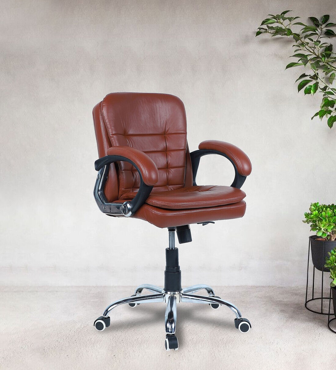 Buy Voila Premium Leatherette Executive Chair in Brown Colour at 50% ...