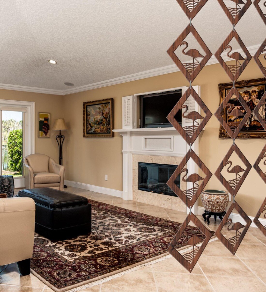 Buy Walnut Engineered Wood Biped Set Of 12 Hanging Room Divider Online ...