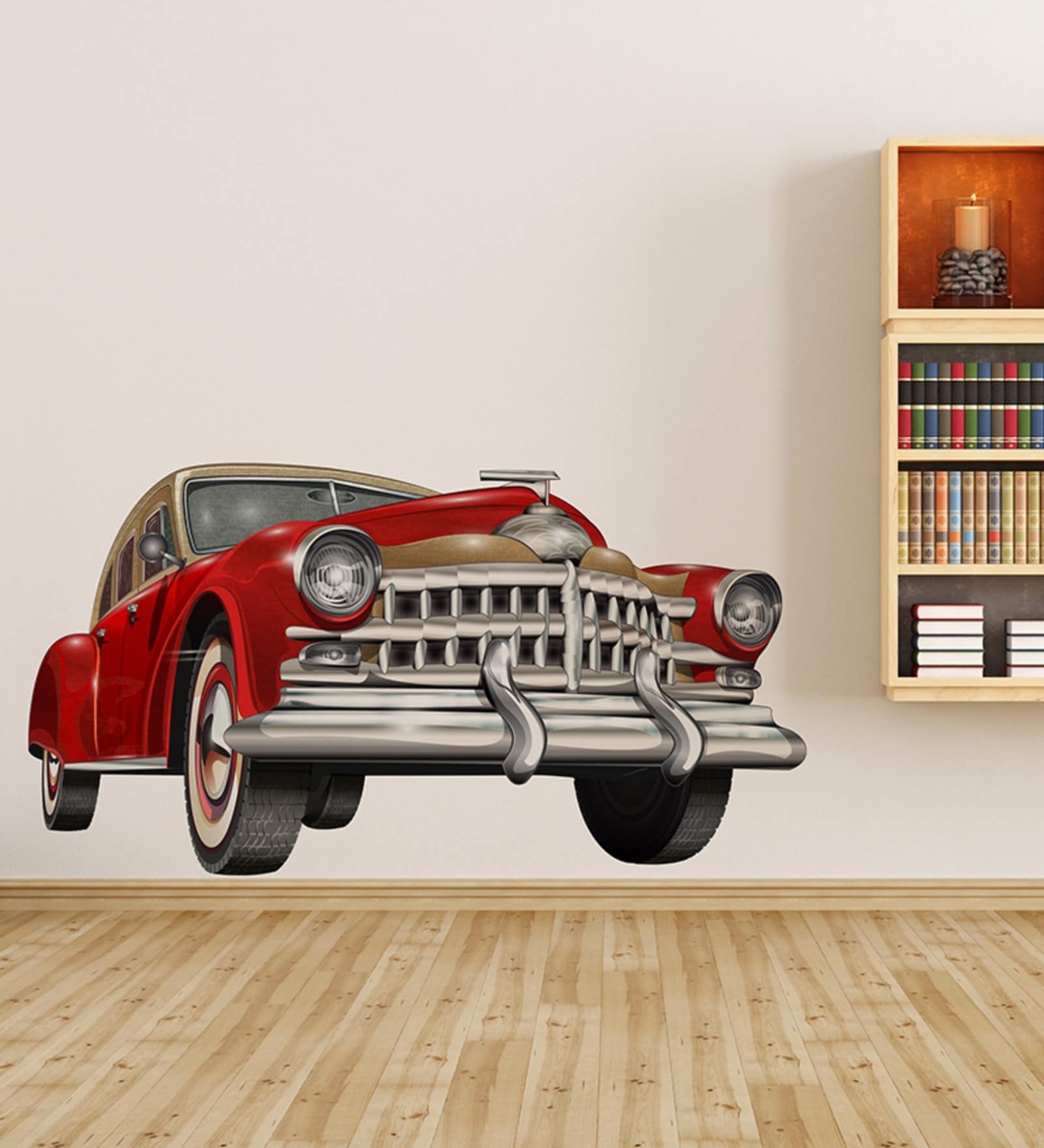 Buy Vinyl Red Retro Car Wall Sticker by Wallskin Online - Kids Wall ...