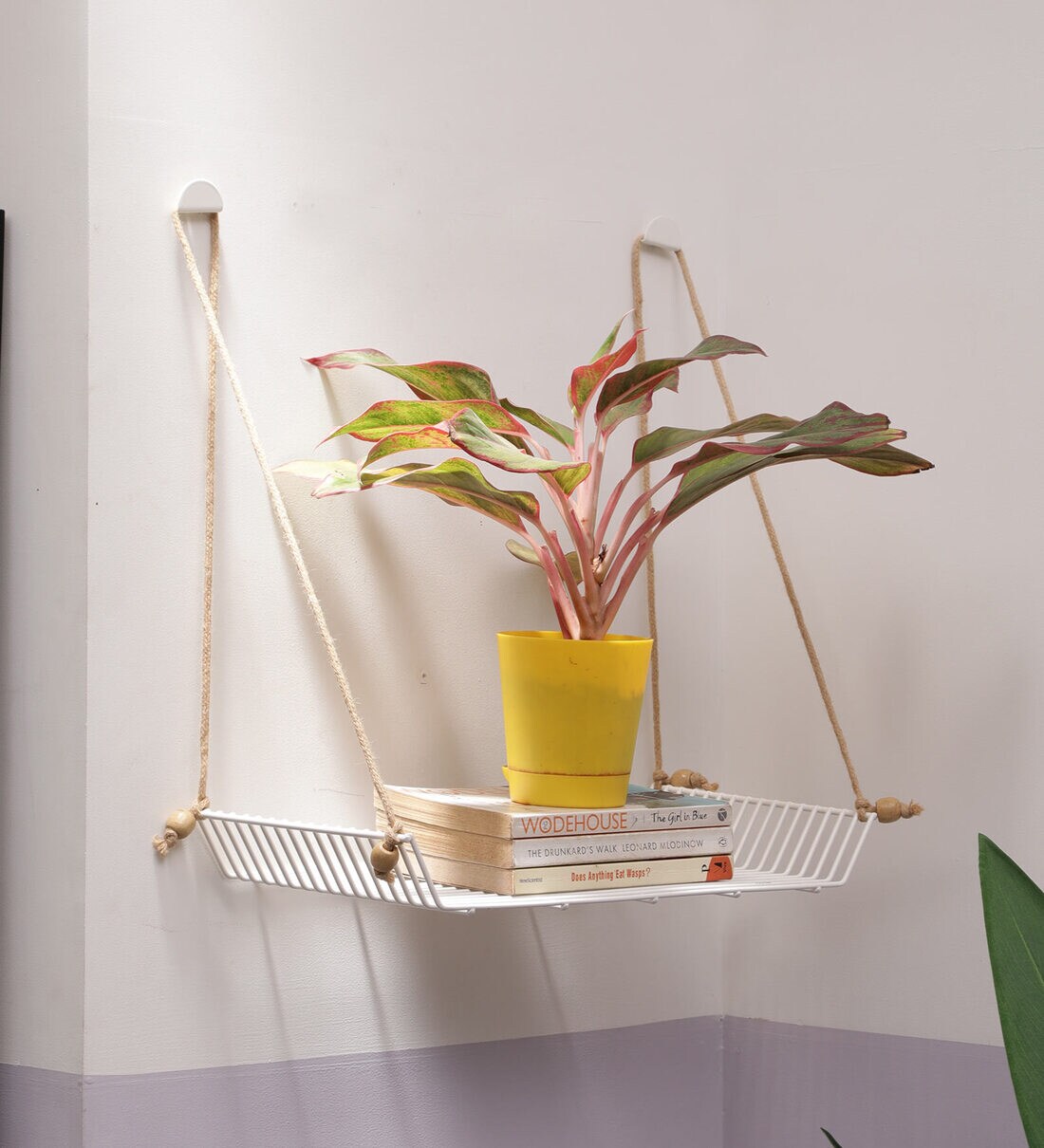 Buy Weebill Galvanized Iron Floating Wall Shelf in White Colour by ...