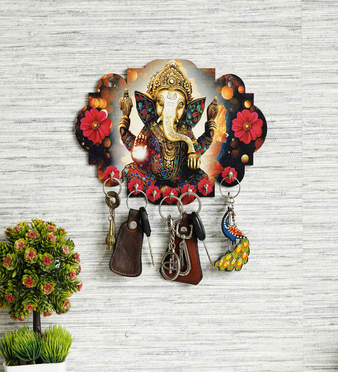 Buy Wenge Engineered Wood Lord Ganesha Key Holder By Brother'S Creation ...