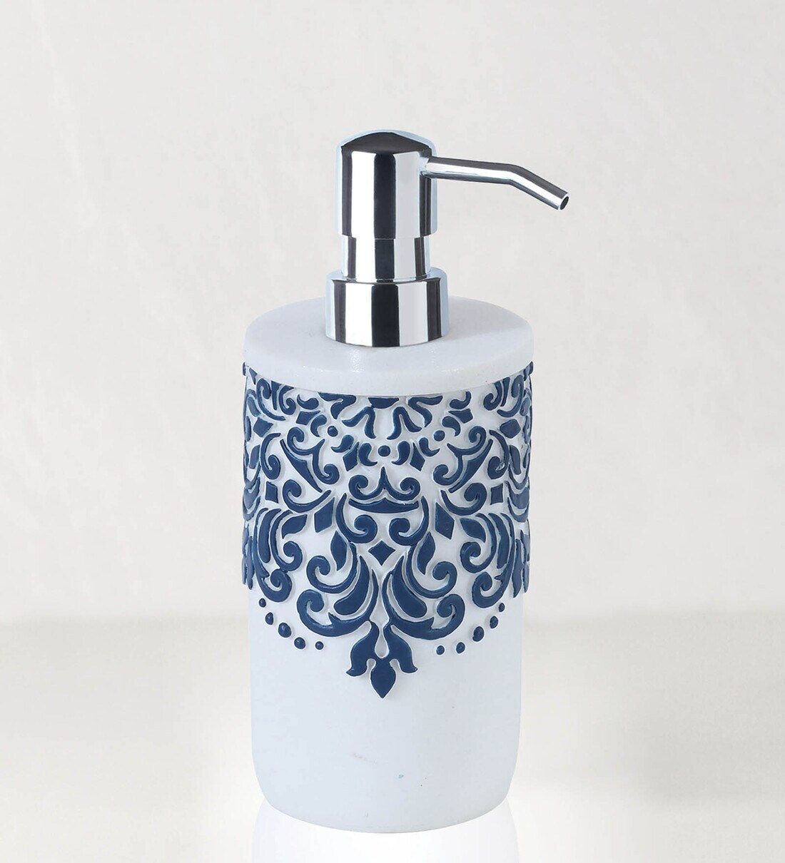 Buy White And Blue Polyresin Soap Dispenser (380 Ml) Online - Soap ...