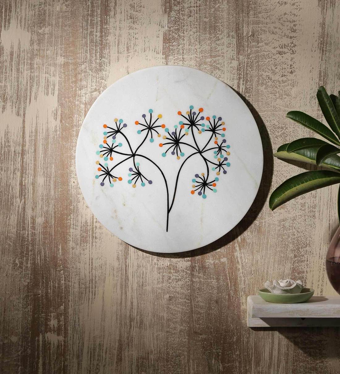 Buy White Marble Tree Of Life Hand Painted Wall Accent at 46% OFF by ...