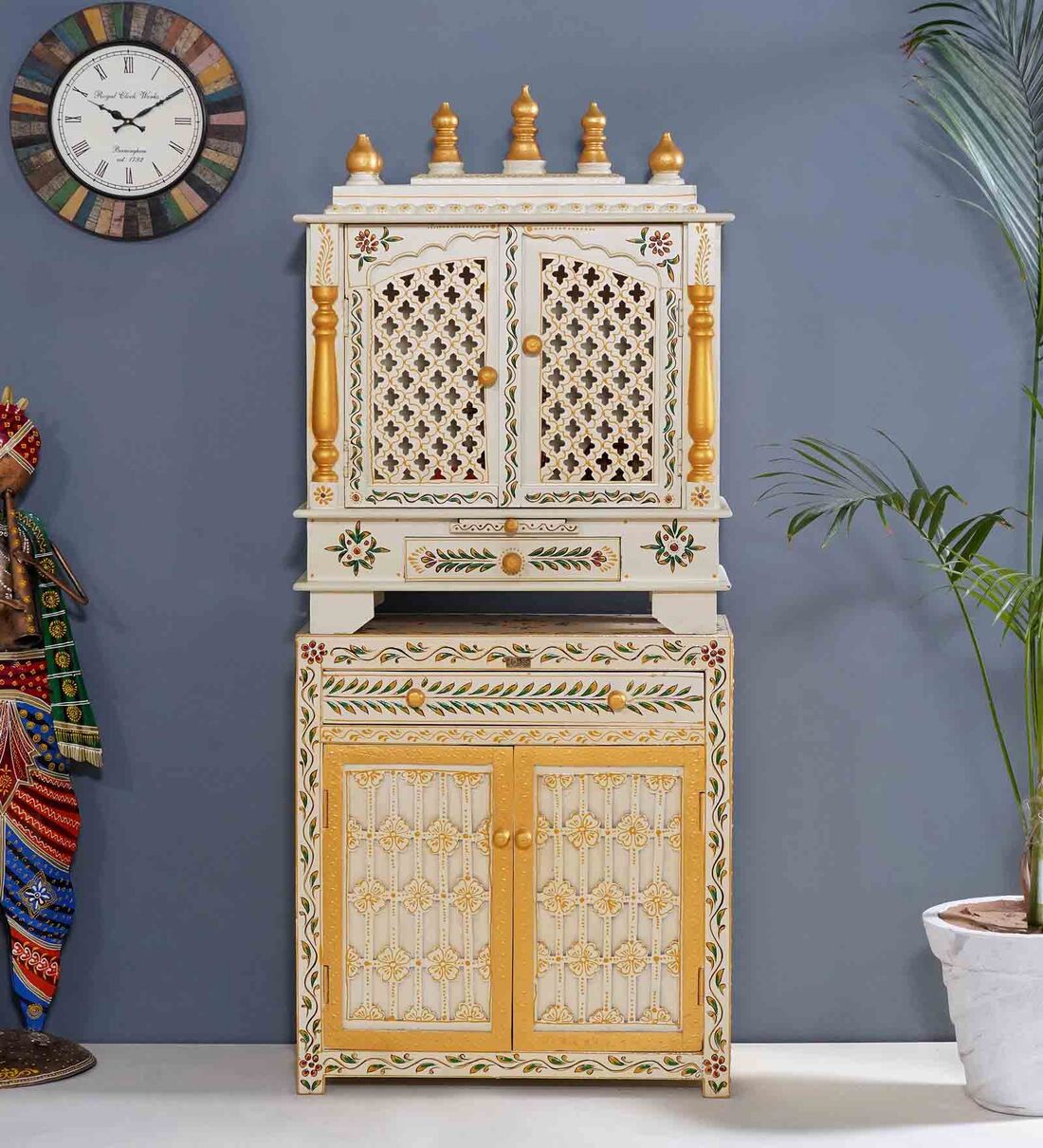 Buy White Sheesham MDF Pooja Mandir With Cabinet at 23% OFF by D'Dass ...