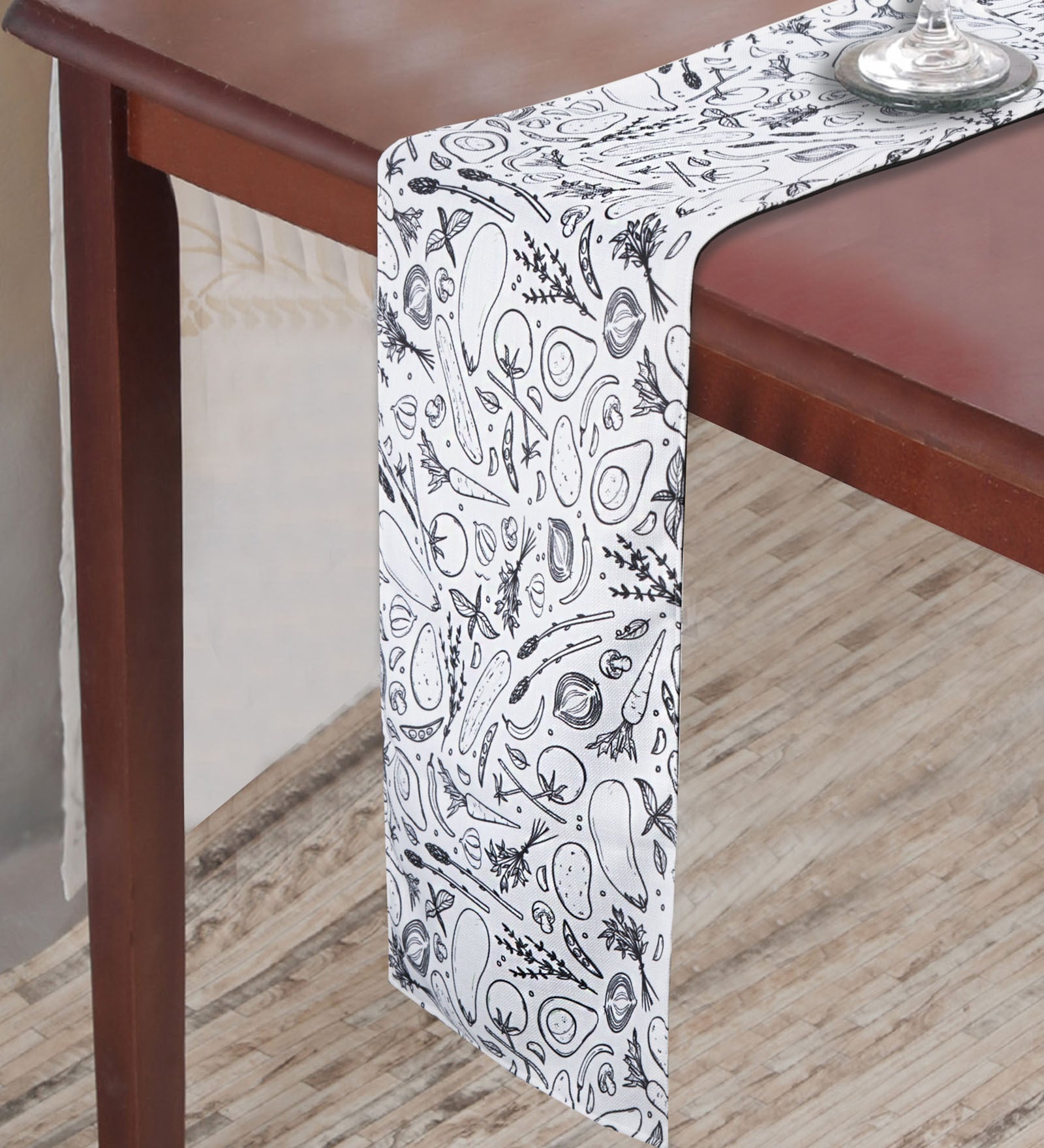Buy Abstract (71x15) White & Black Cotton Table Runner Online - Table ...