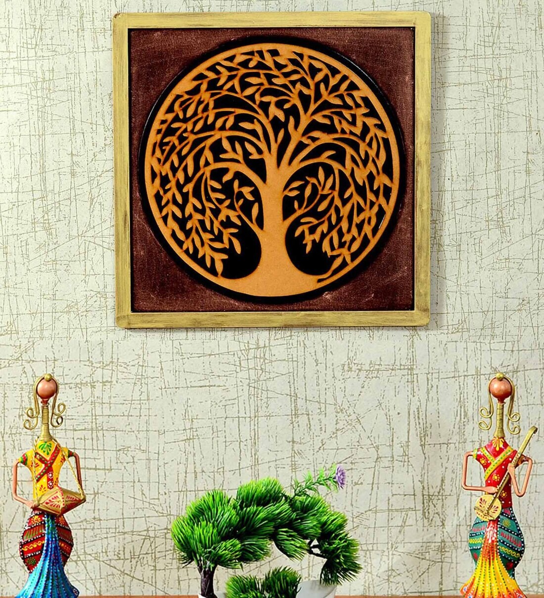 Buy Yellow Wooden Decorative Tree Wall Frame By Craft Tree at 33% OFF ...