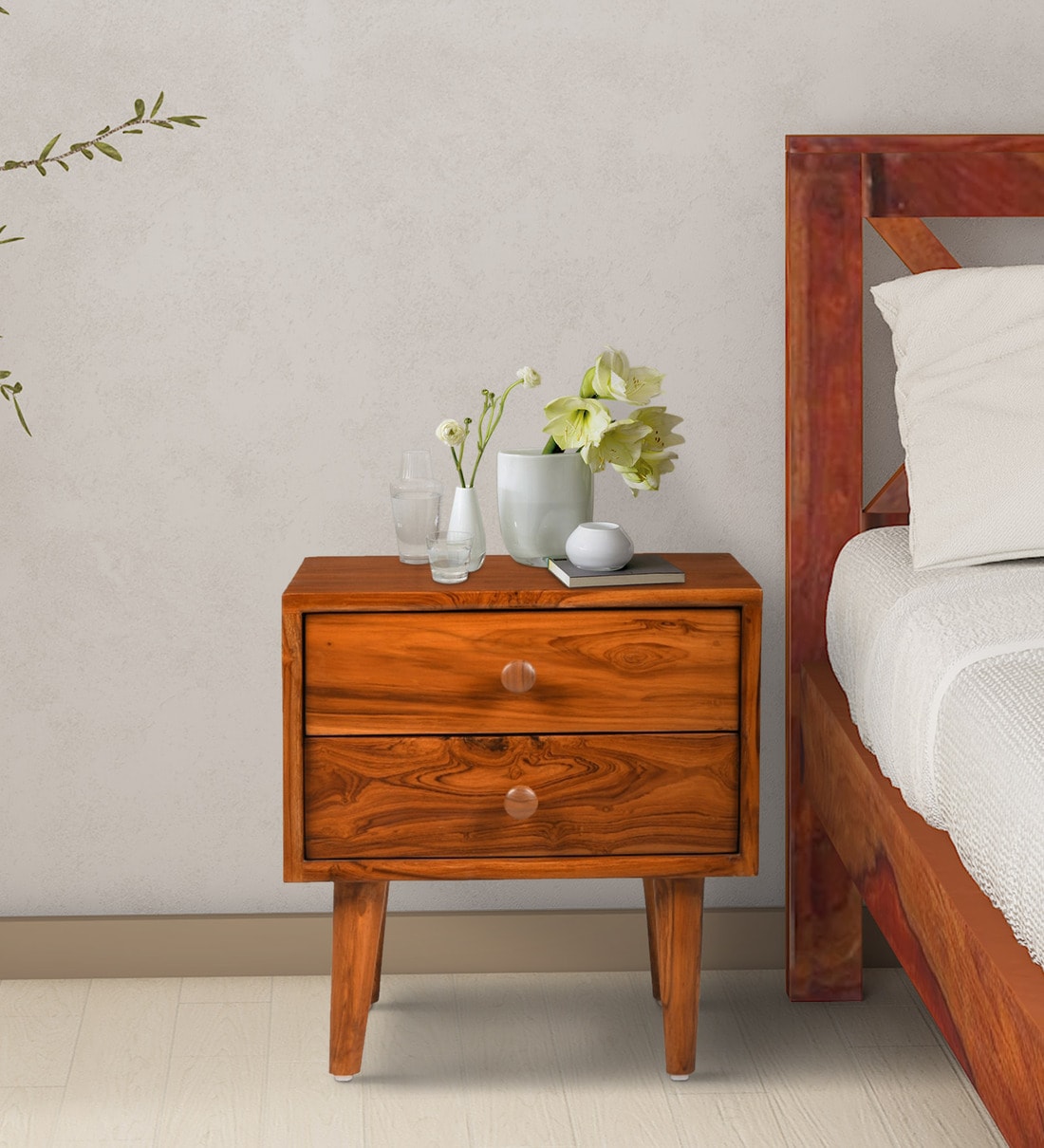 Buy Zakhama Solid Wood Bedside Table In Teak Colour at 100% OFF by ...