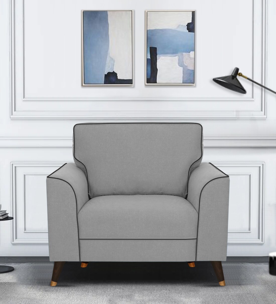 Buy Zenith Fabric 1 Seater Sofa In Royal Grey Colour at 52% OFF by ...