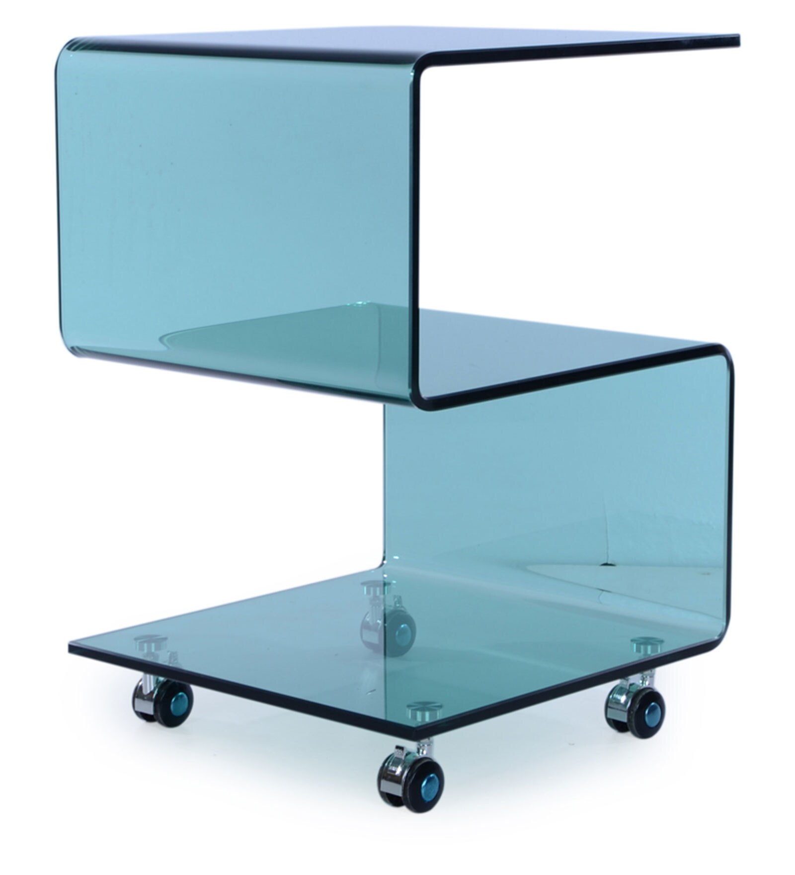 Buy Zee S Shaped Glass Side Table with Wheels by Durian Online - Modern ...